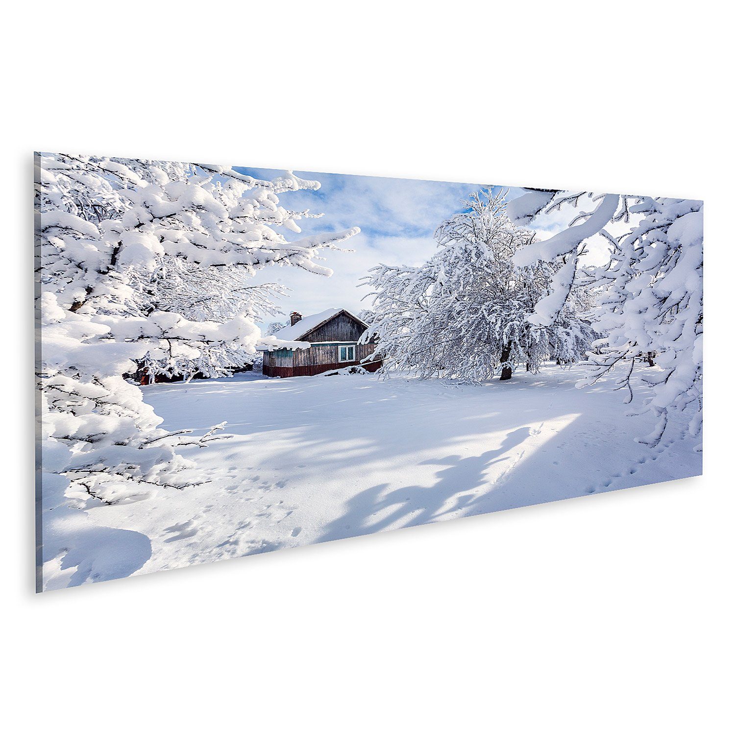 islandburner Leinwandbild Bild auf Leinwand Wintermärchen Starker Schneefall Wandbild Poster Kun