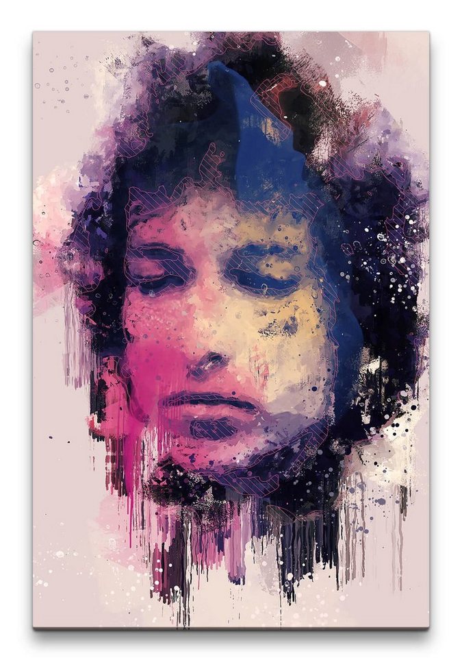 Sinus Art Leinwandbild Bob Dylan Porträt Abstrakt Kunst Musiklegende