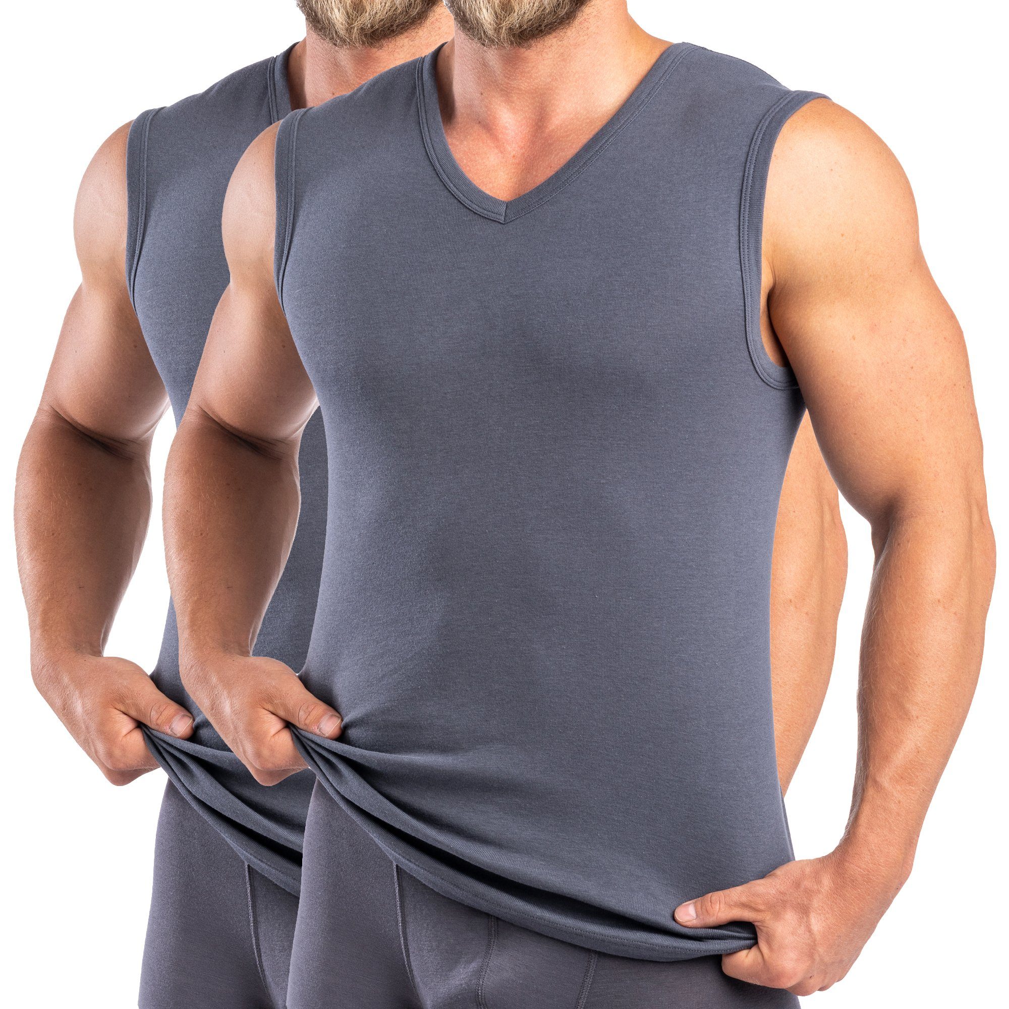 HERMKO Unterhemd 16050 2er Pack Herren Business Unterhemd mit V-Ausschnitt