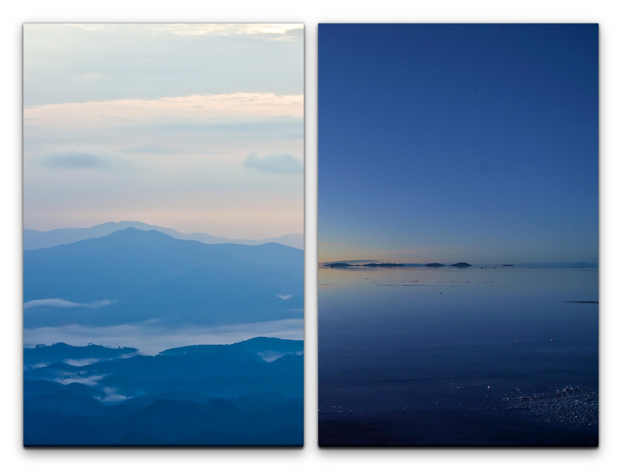 Sinus Art Leinwandbild 2 Bilder Je 60x90cm Berge Blau Ozean Natur