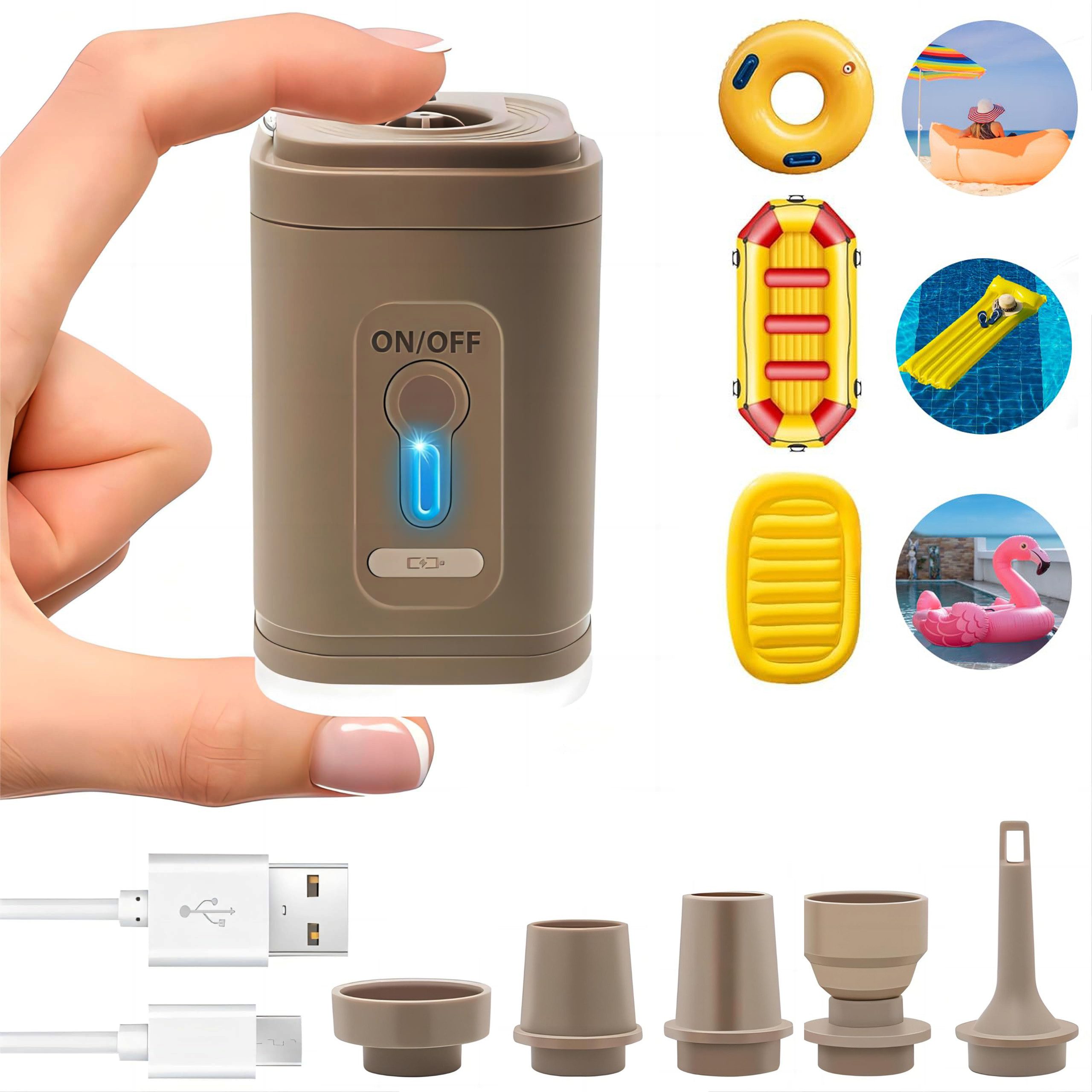 Blingbin Akku Luftpumpe Elektrische Luftpumpe Für Luftmatratze 1200mah