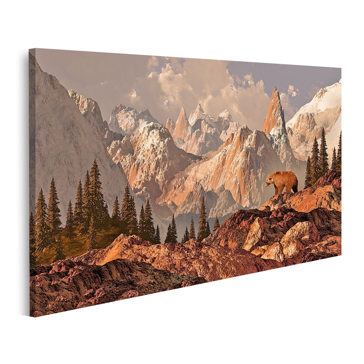 islandburner Leinwandbild Bild auf Leinwand Grizzly Bär In Den Rocky Mountains Bergen Wandbild P