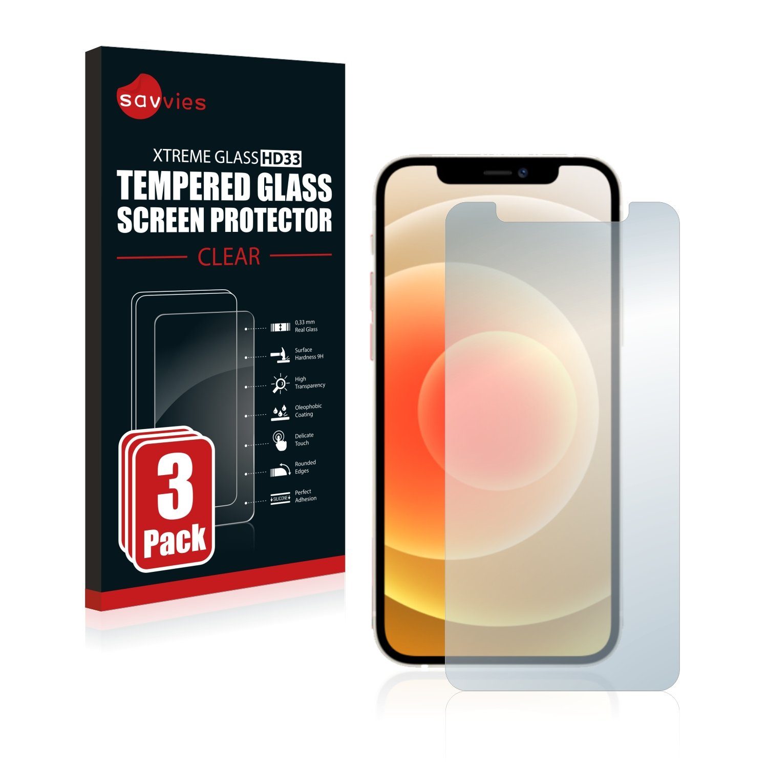 Savvies Schutzfolie Panzerglas Für Apple Iphone 12 Mini 3 Stück