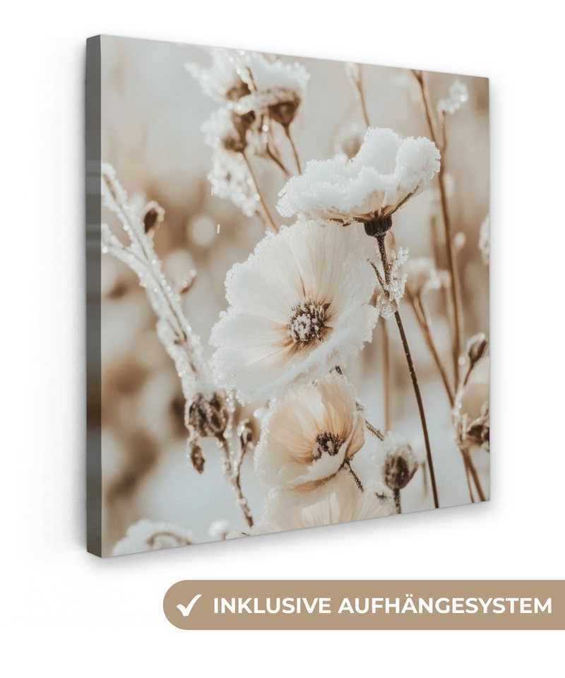 Onemillioncanvasses® Leinwandbild Blumen Winter Weiß Schnee