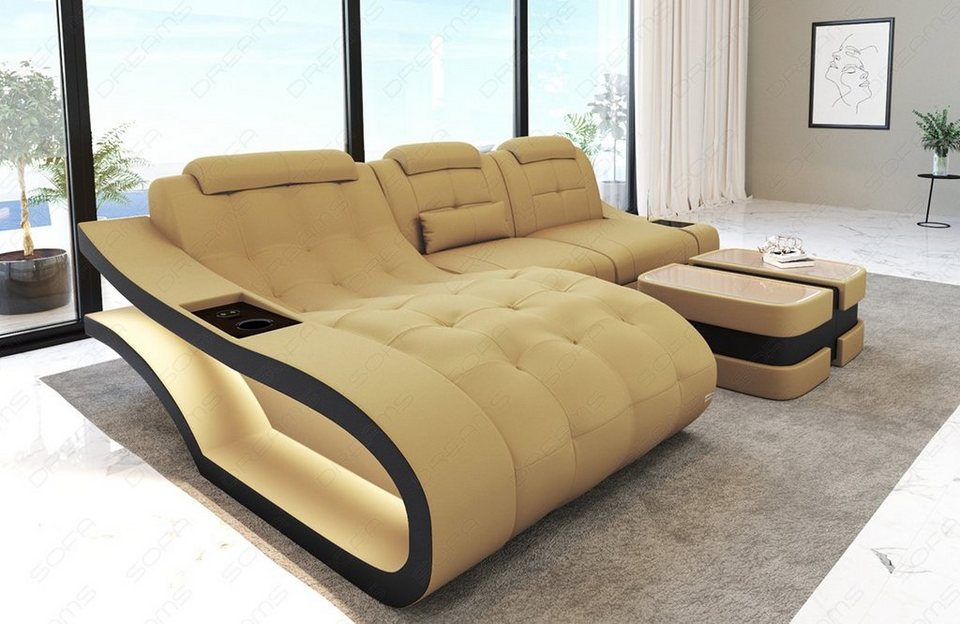 Sofa Dreams Ecksofa Elegante M L Form Stoffsofa Mit Led Wahlweise