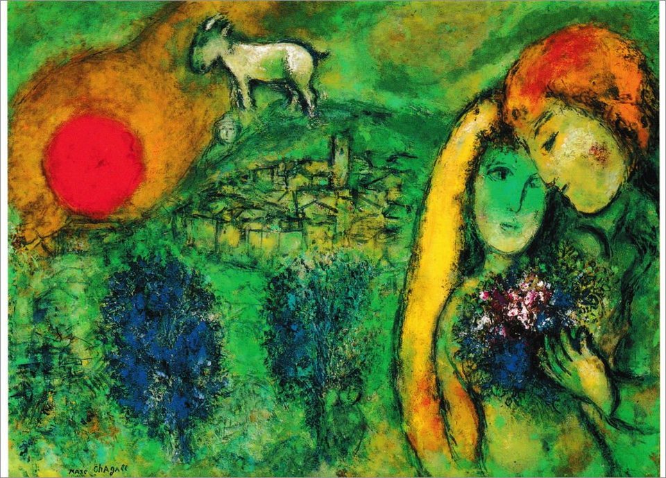 Postkarte Kunstkarte Marc Chagall Die Liebenden Von Vence