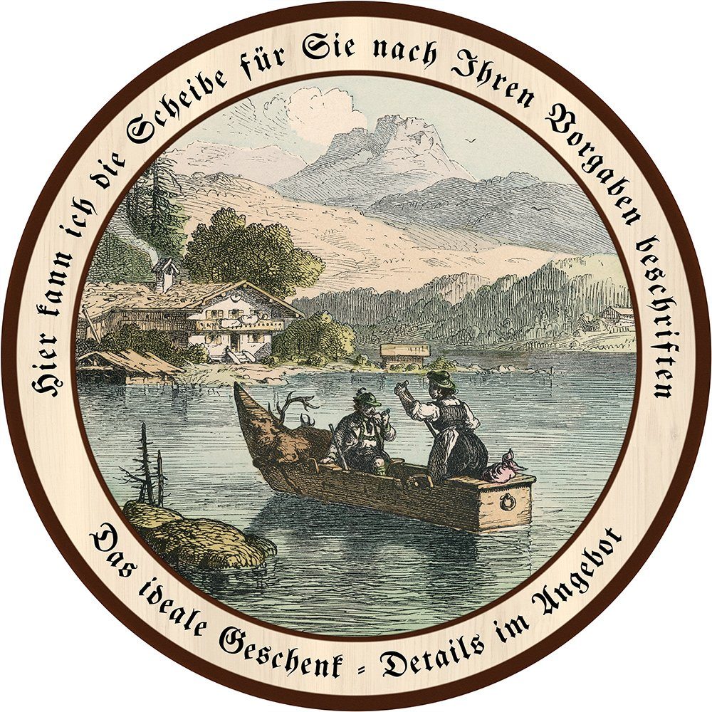 Kunstdruck Heimkehr nach der Jagd Wild Hirsch Schützenscheibe 55cm Wunschtext 136, (1 St)