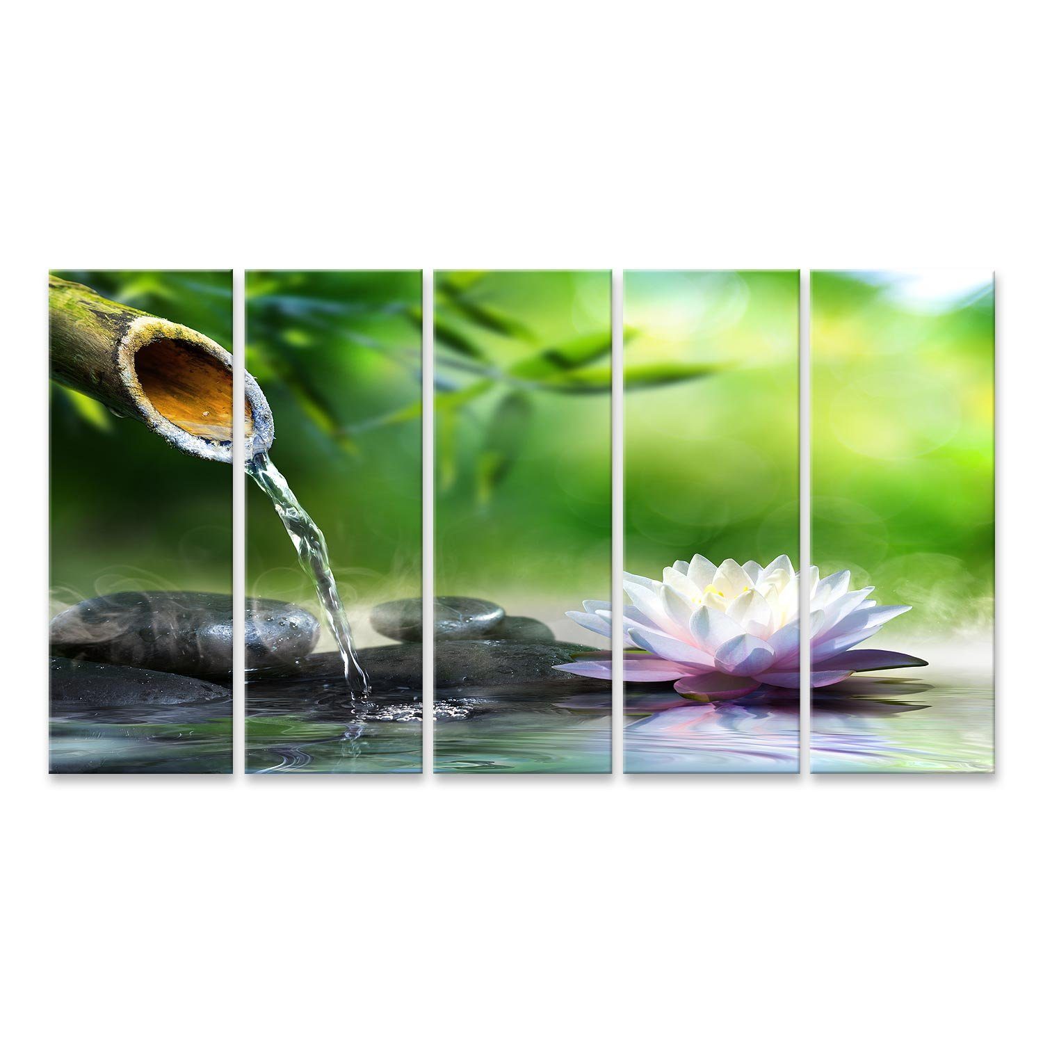 islandburner Leinwandbild »Bild auf Leinwand Zen Garten Massage Steine und Seerose Wandbild ...