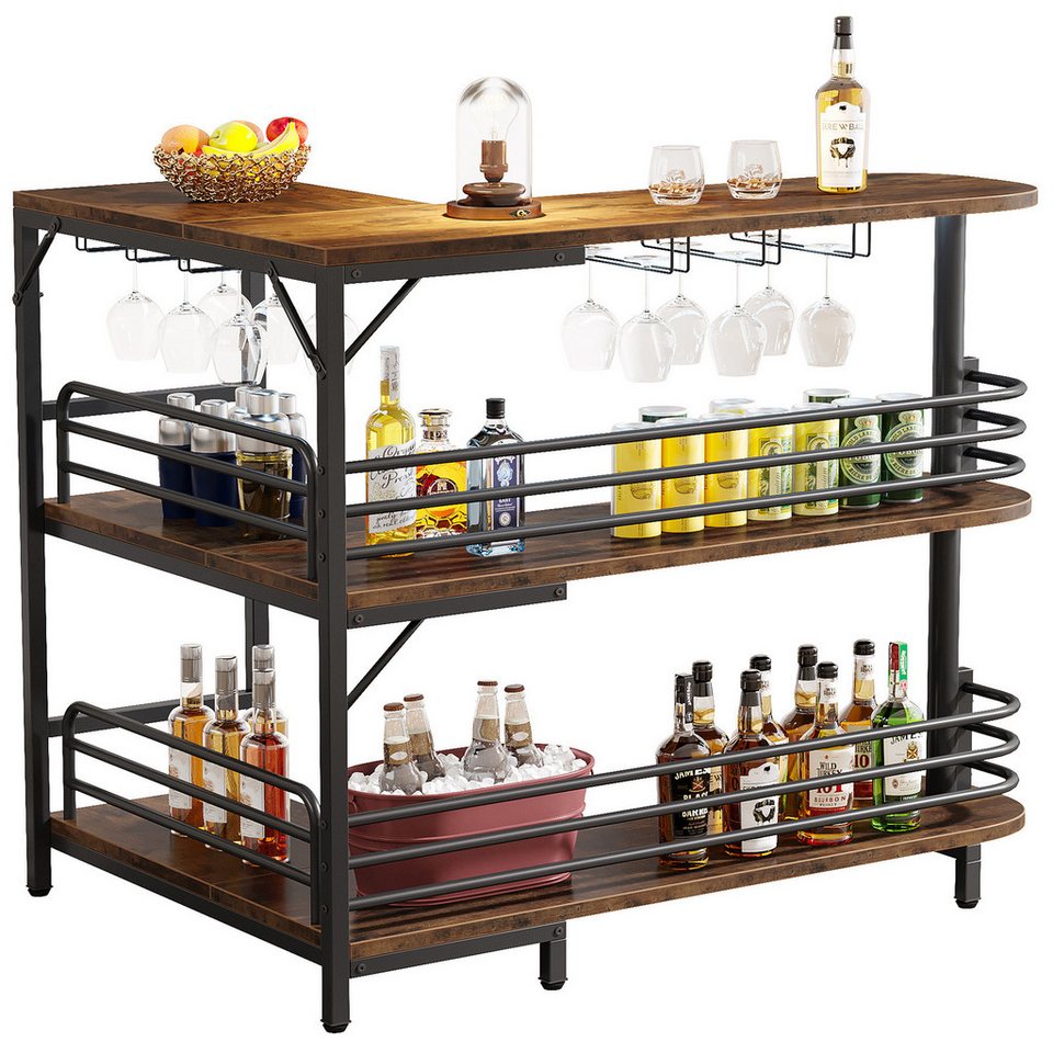 Tribesigns Bartisch L Förmige Bistrotisch 3 Tier Bartisch Mit Regal