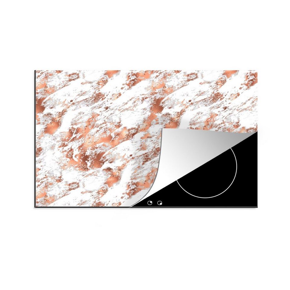 Muchowow Herdblende Abdeckplatte 76x515 Cm Marmor Weiß Roségold