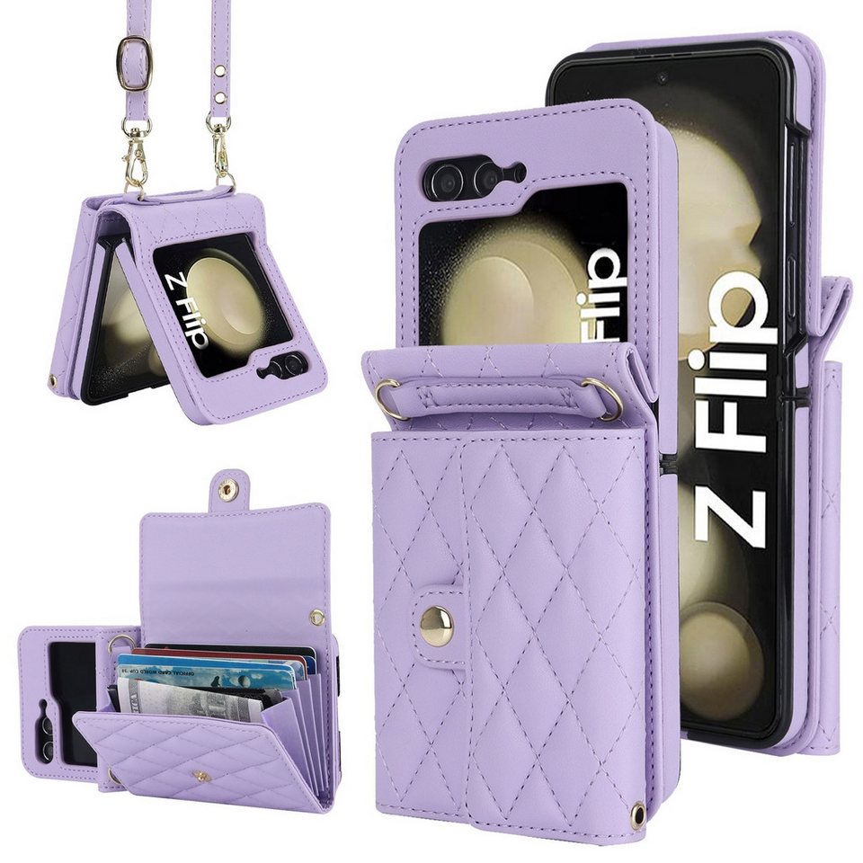 Wigento Handyhülle Für Samsung Galaxy Z Flip6 Kunstleder Design Book
