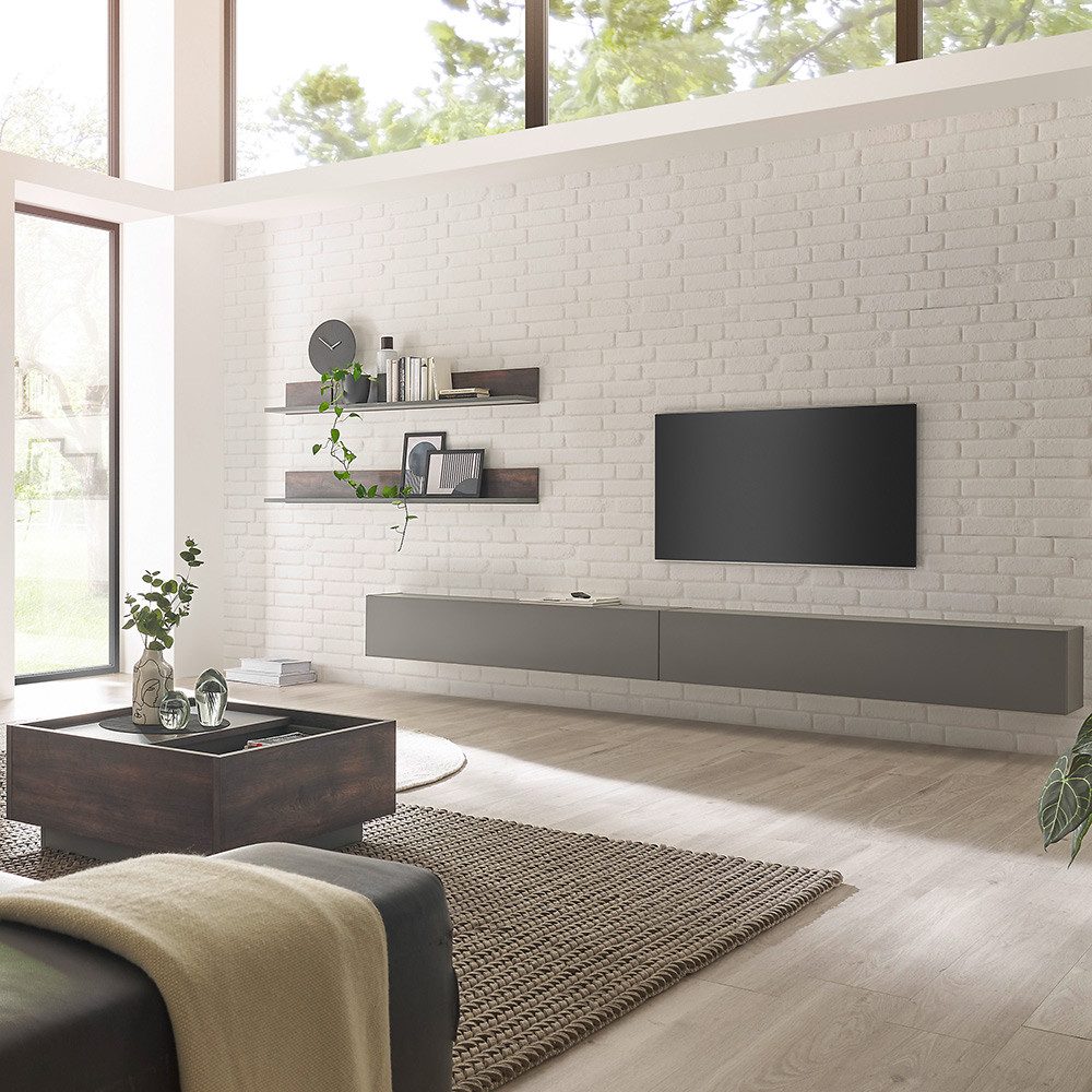 Lomadox Wohnwand Lafayete 61 5 St 5 Tlg In Eiche Mit Anthrazit