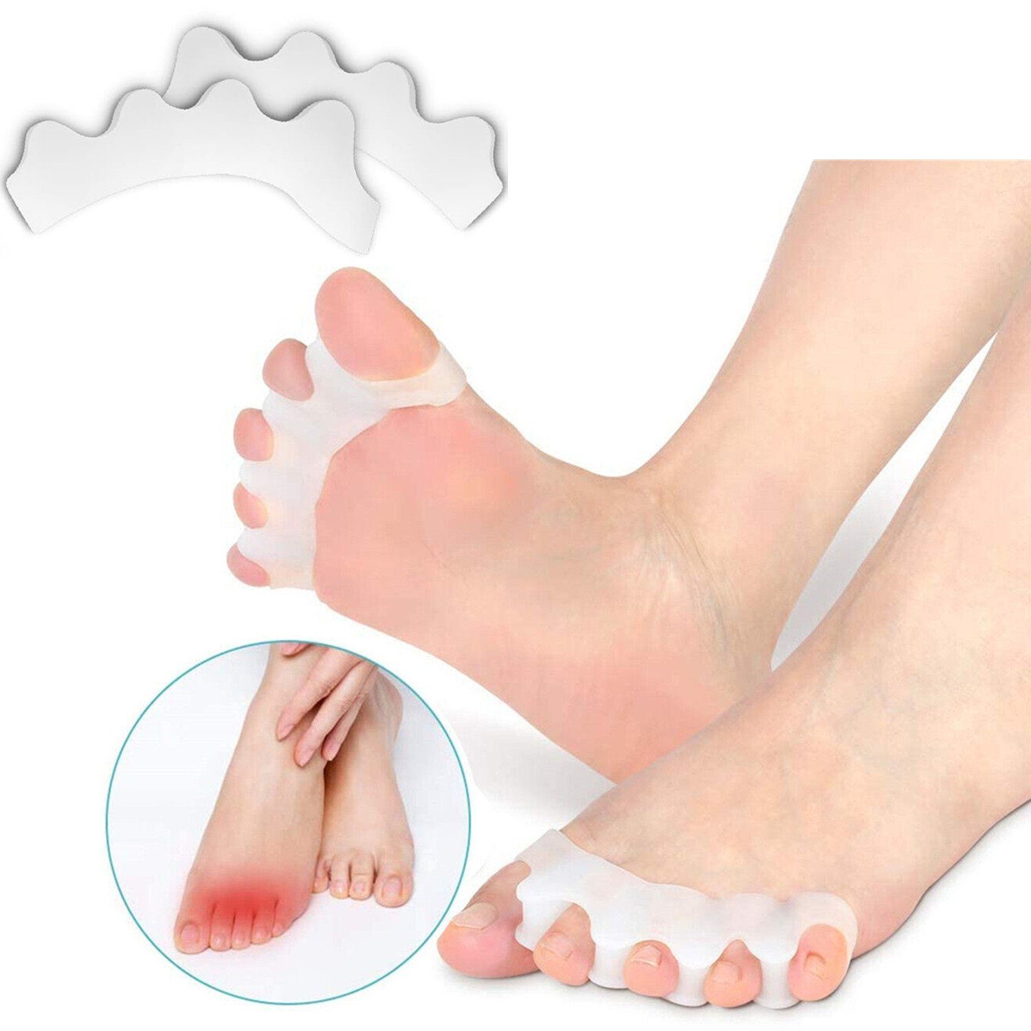 Olotos Zehenspreizer Silikon Hallux Valgus Zehenschutz Zehenkorrektur Gel Zehentrenner, 2-tlg ...