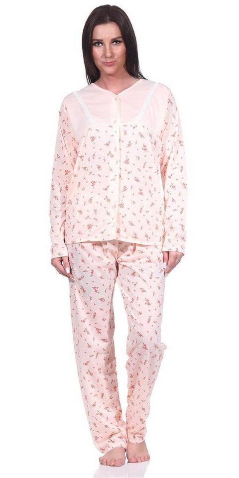 Elomoda Pyjama Damen Pyjama In Klassischer Form Mit Knopfleiste 2 Tlg