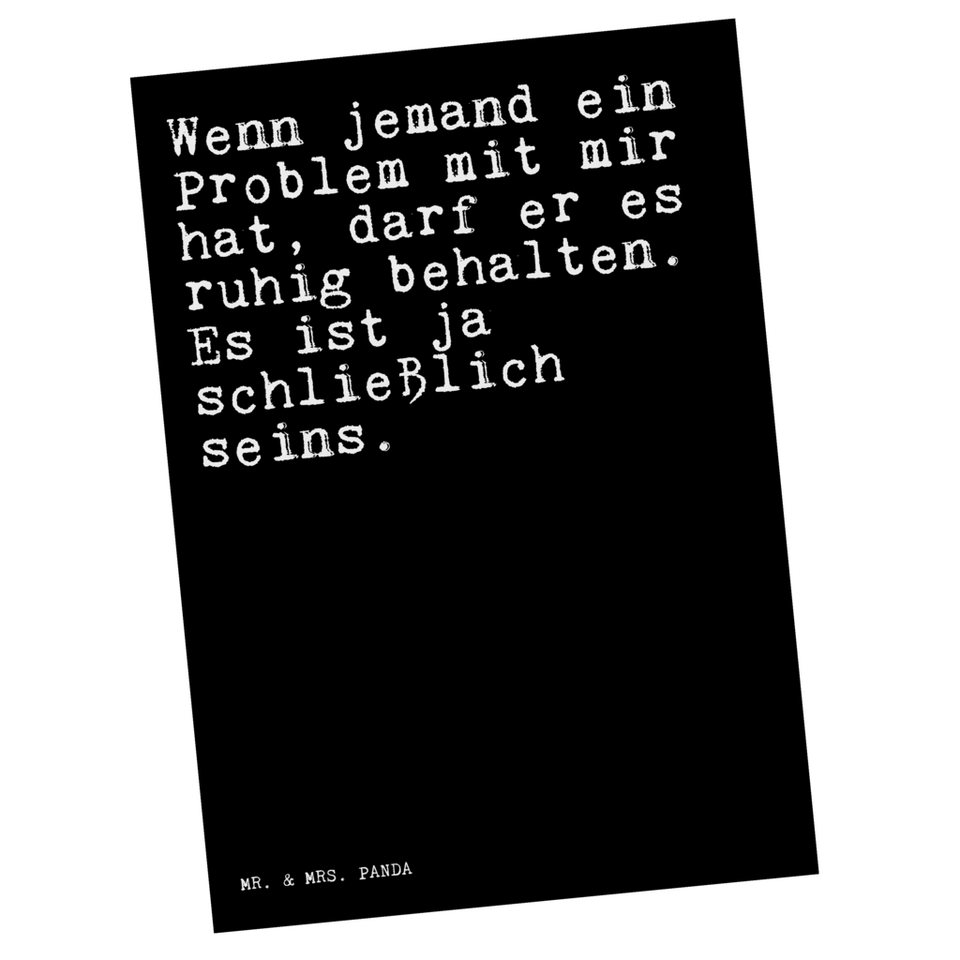 Mr. & Mrs. Panda Postkarte »Wenn jemand ein Problem... - Schwarz ... Mr. & Mrs. Panda Postkarte »Wenn jemand ein Problem... - Schwarz ...