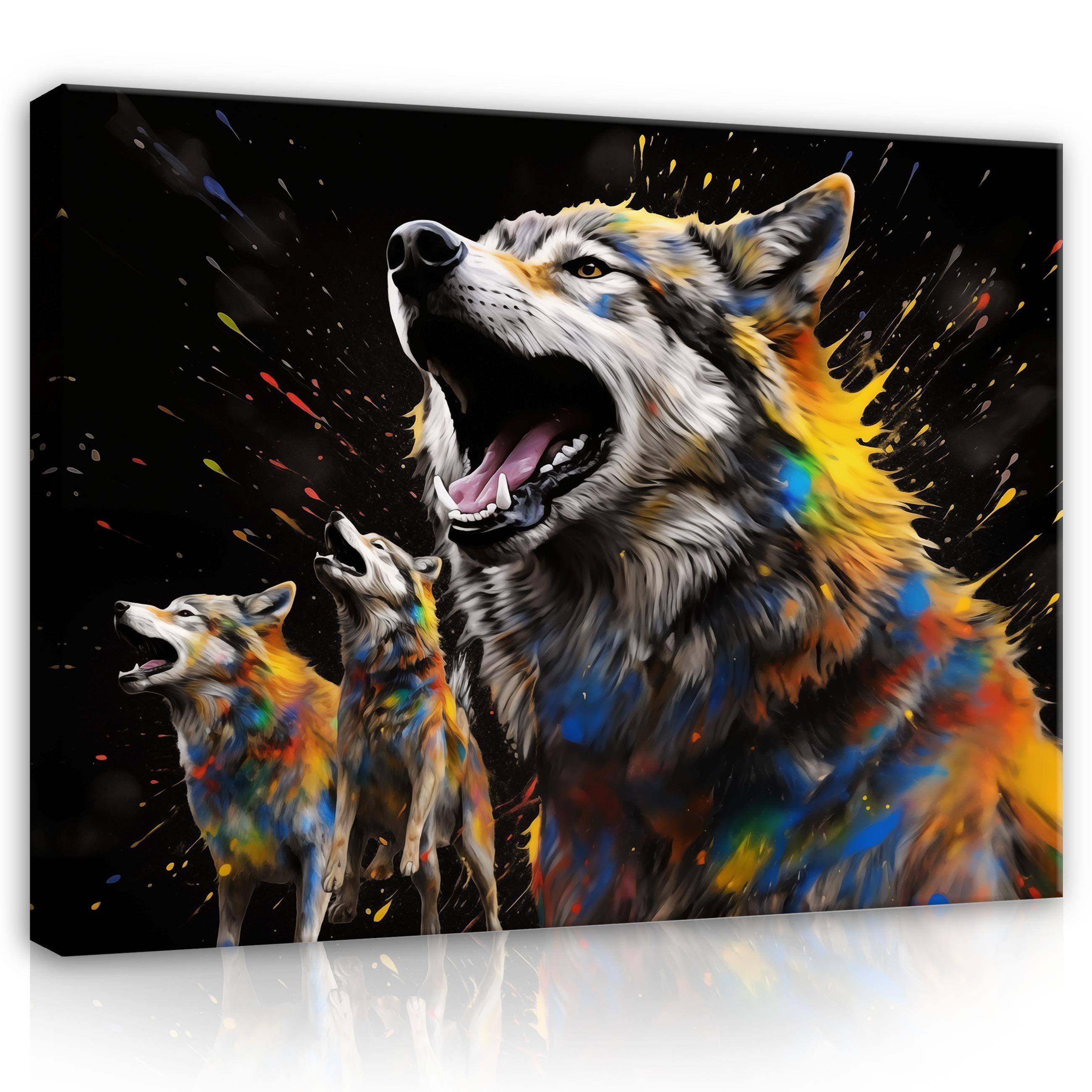 Wallarena Leinwandbild Wolf Tiere Gemalt Kunst Wohnzimmer Schlafzimmer