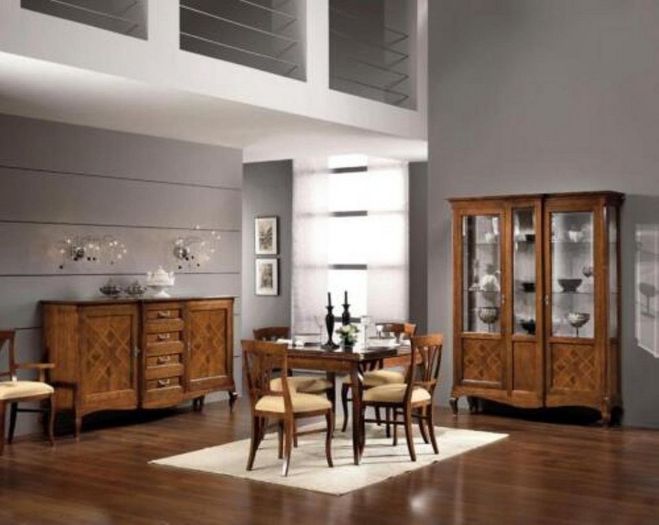 Jvmoebel Esszimmer Set Garnitur Kommode 4x Stühle Vitrine Gruppe