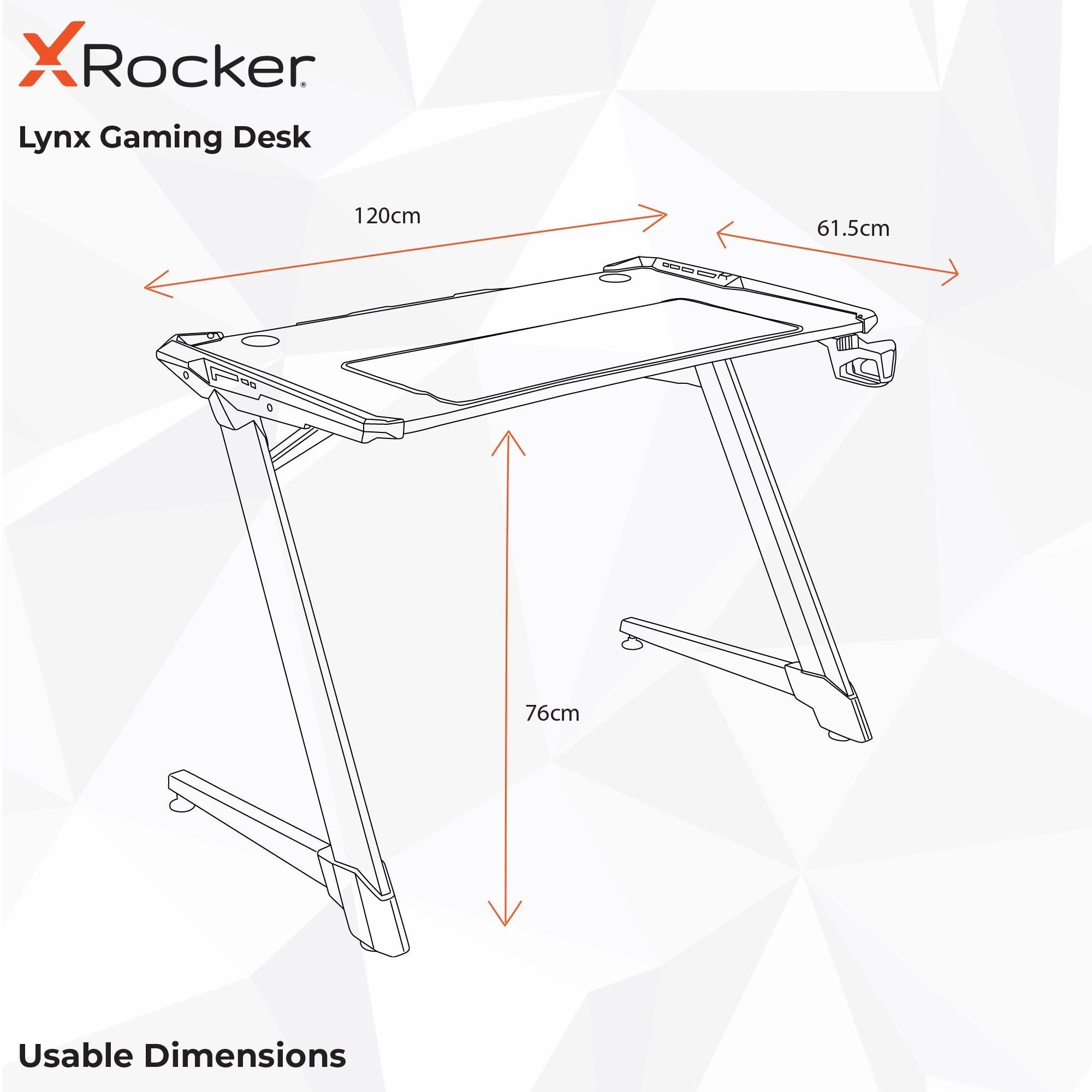 X Rocker Schreibtisch Lynx Carbon Gaming Tisch mit LED-Beleuchtung