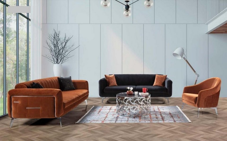 Jvmoebel Sofa Luxus Garnitur Set 3tlg Sofagarnitur 331 Sitzer Braun