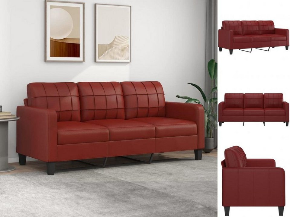 Vidaxl Sofa 3 Sitzer Sofa Weinrot 180 Cm Kunstleder Couch