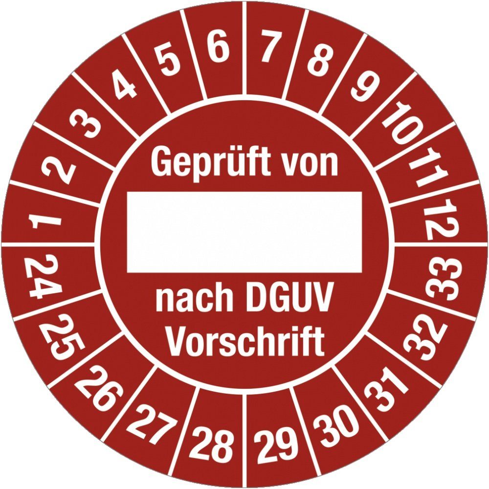 König Werbeanlagen Hinweisschild Prüfplakette Geprüft von nach DGUV Vorschrift 2024-2033, 10 ...