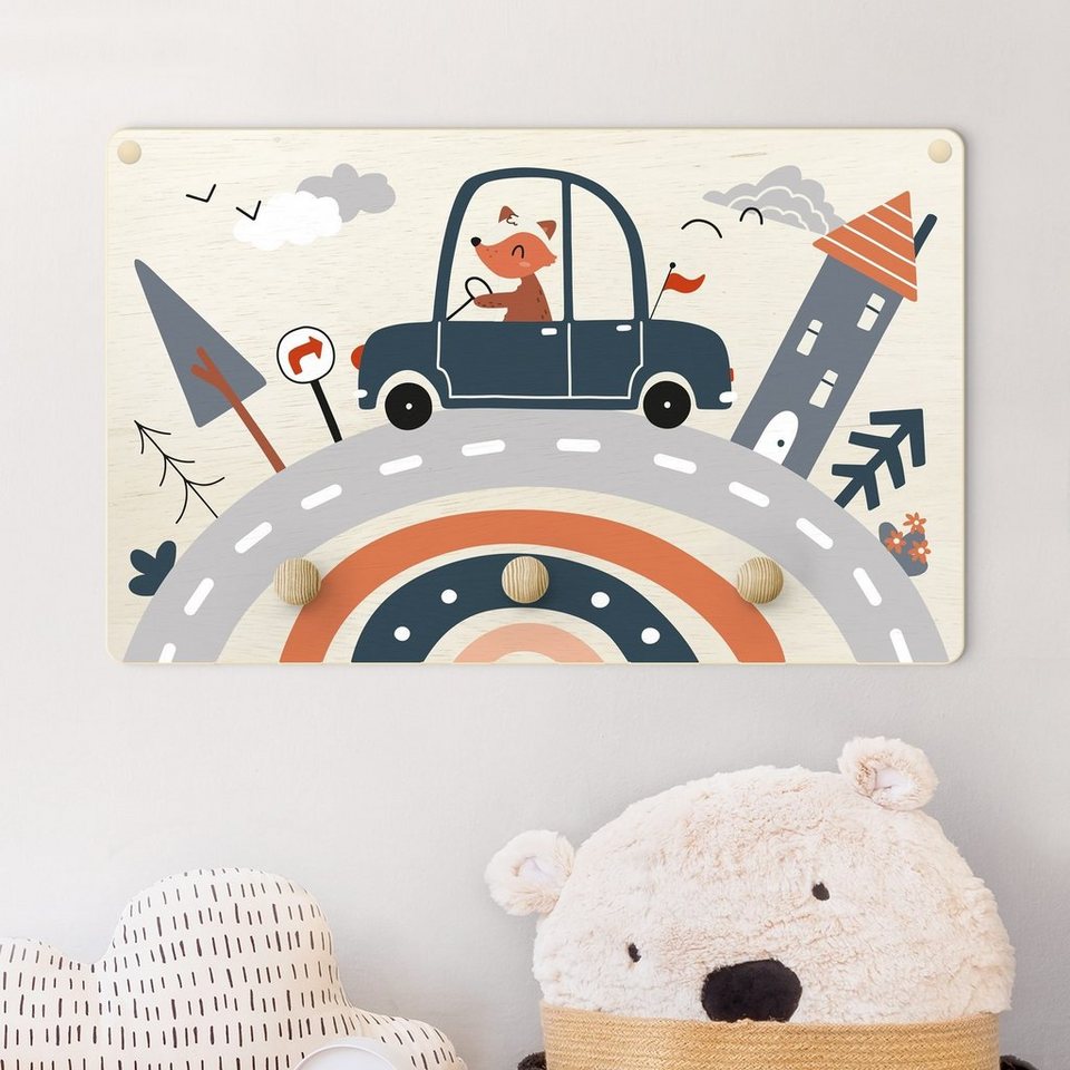 Bilderdepot24 Garderobenpaneel Bunt Illustration Tiere Waldtiere