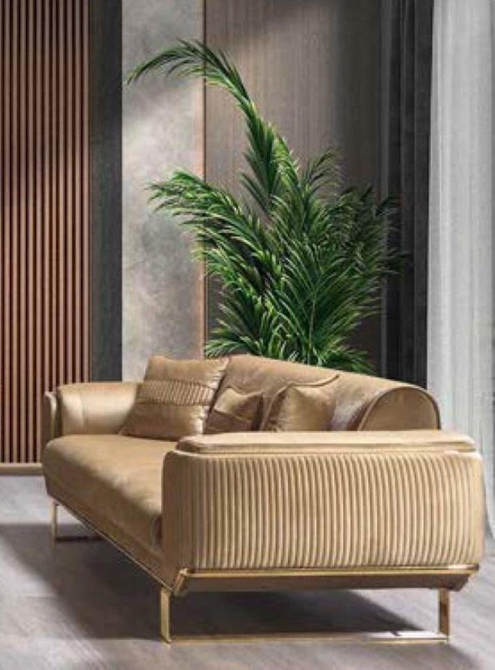 Jvmoebel Sofa Beiger Luxus Dreisitzer Stoffsofa Couch Modernes Design
