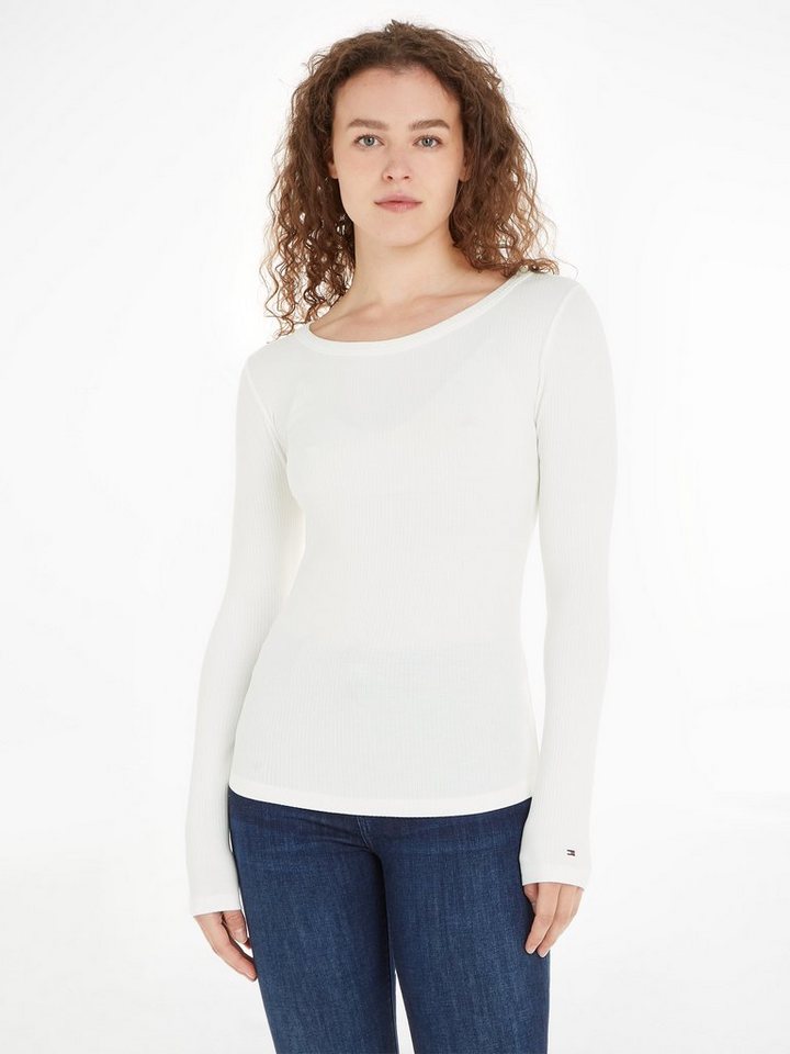 Tommy Hilfiger Langarmshirt Slim 5x2 Rib O Nk Ls Mit Struktur