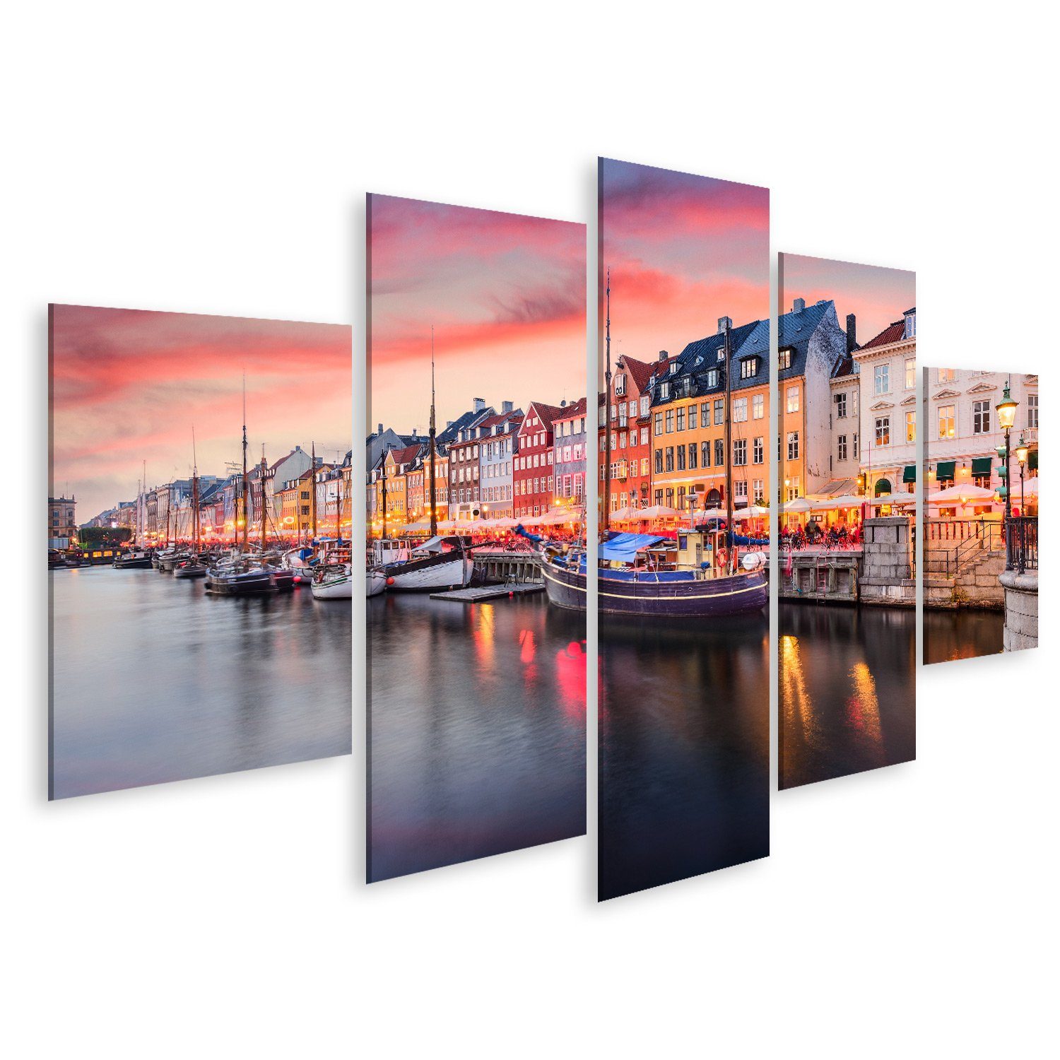 islandburner Leinwandbild »Bild auf Leinwand Kopenhagen Dänemark Am Nyhavn Wandbild Leinwandbild ...