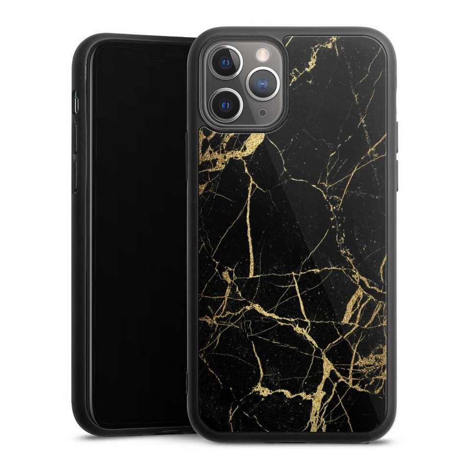 Deindesign Handyhülle Marmor Schwarz Muster Blackgoldmarble Look Apple