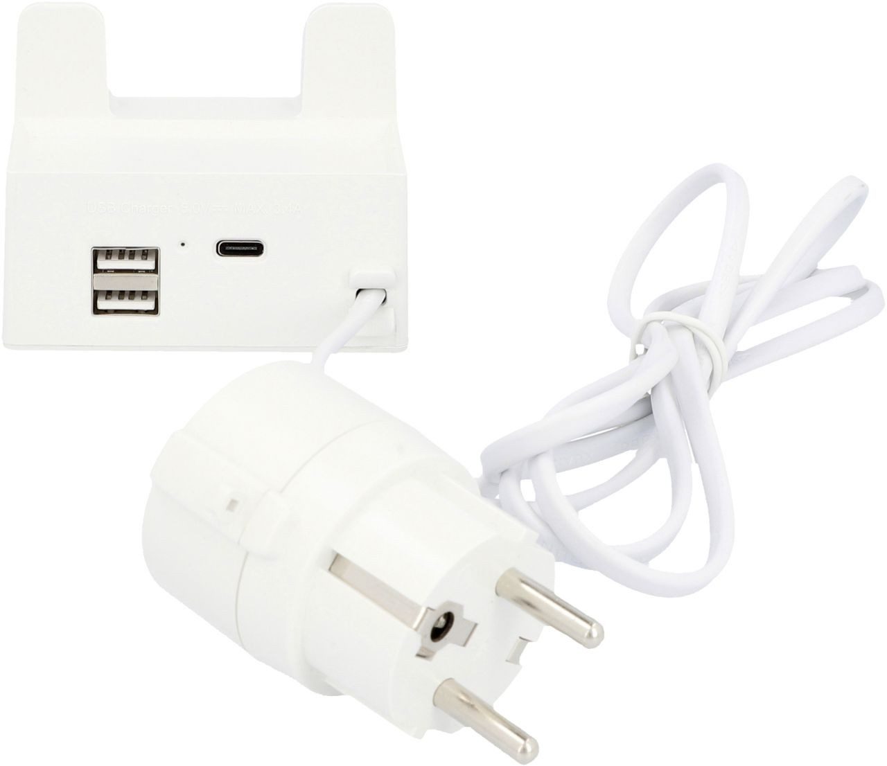 UNITEC Unitec USB-Ladestation USB A + C mit Halter, 2+1 USB-Adapter