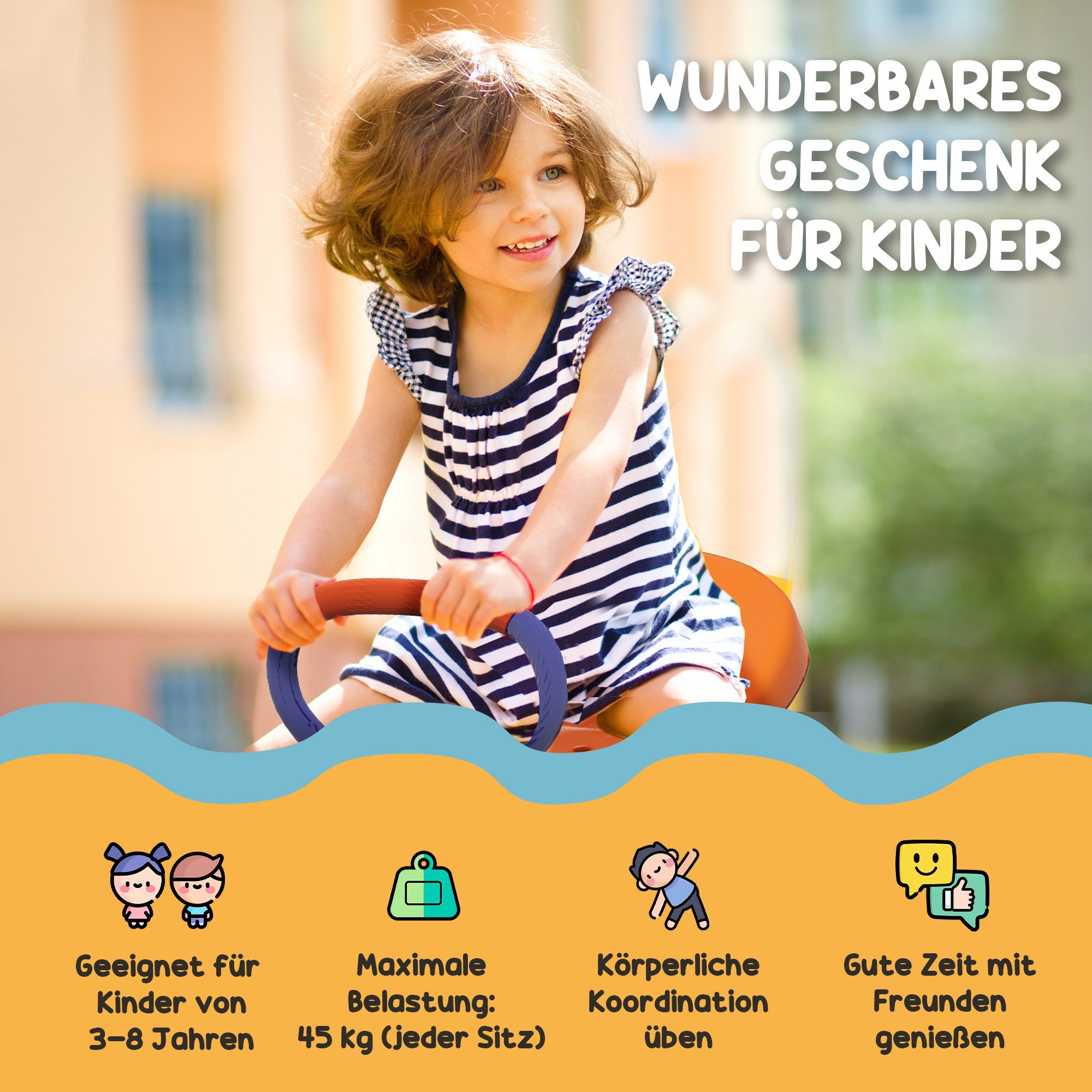 Outsunny Wippe Outdoor Kinder (360° drehbare Kinderwippe, 1-tlg ...