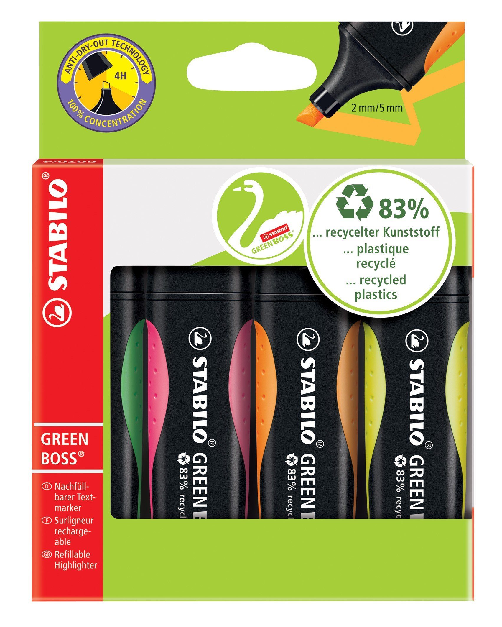 STABILO Marker STABILO Textmarker GREEN BOSS, 4er Set
