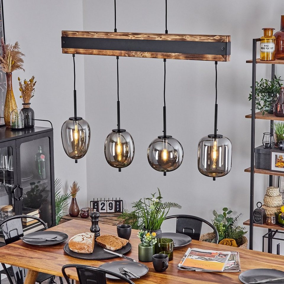 Hofstein Pendelleuchte Vizzini Hängelampe Aus Metallholzglas In