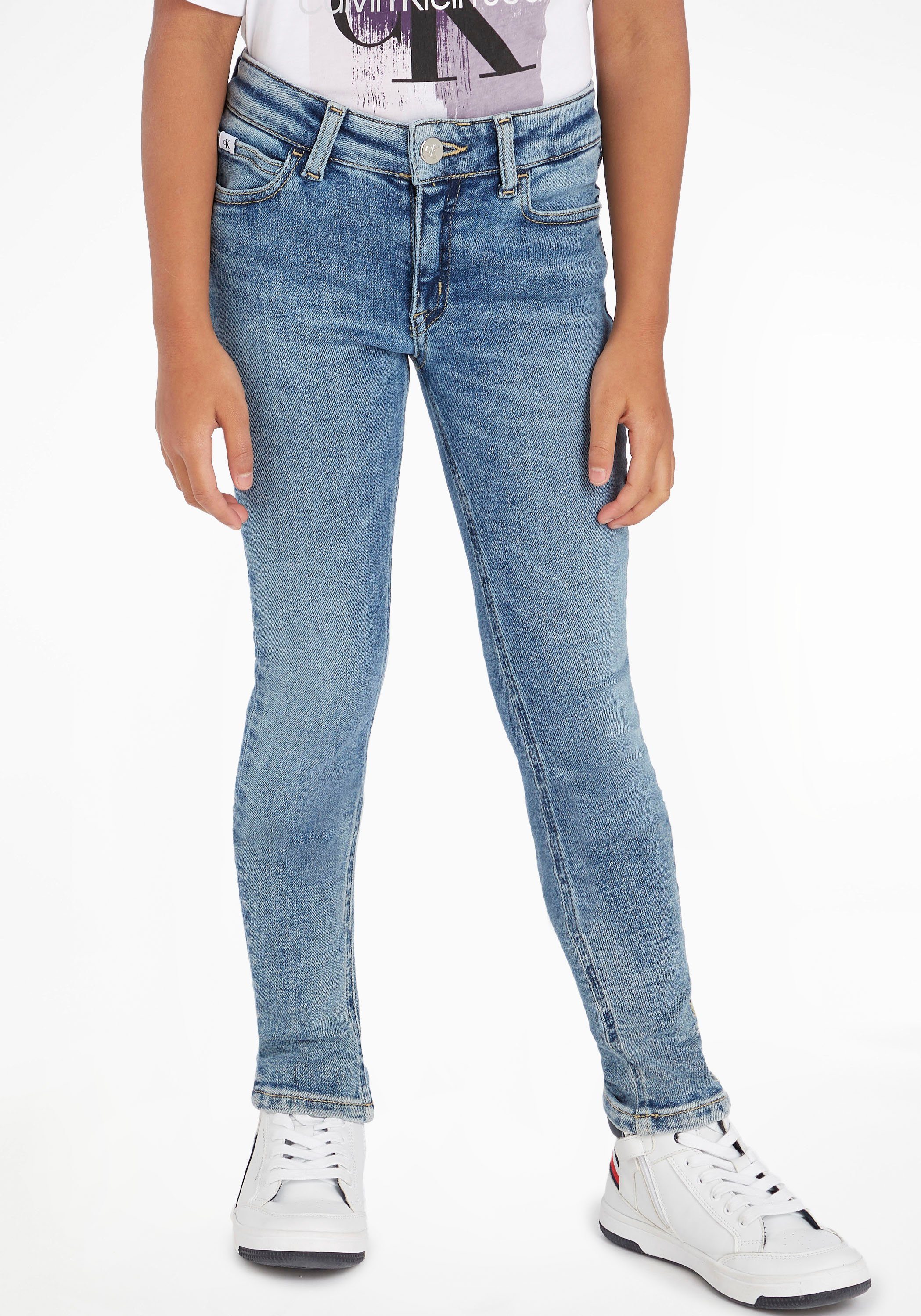 Calvin Klein Jeans Stretch-Jeans MR SKINNY LIGHT BLUE SNAKE für Mädchen bis 16 Jahre, Elastische ...