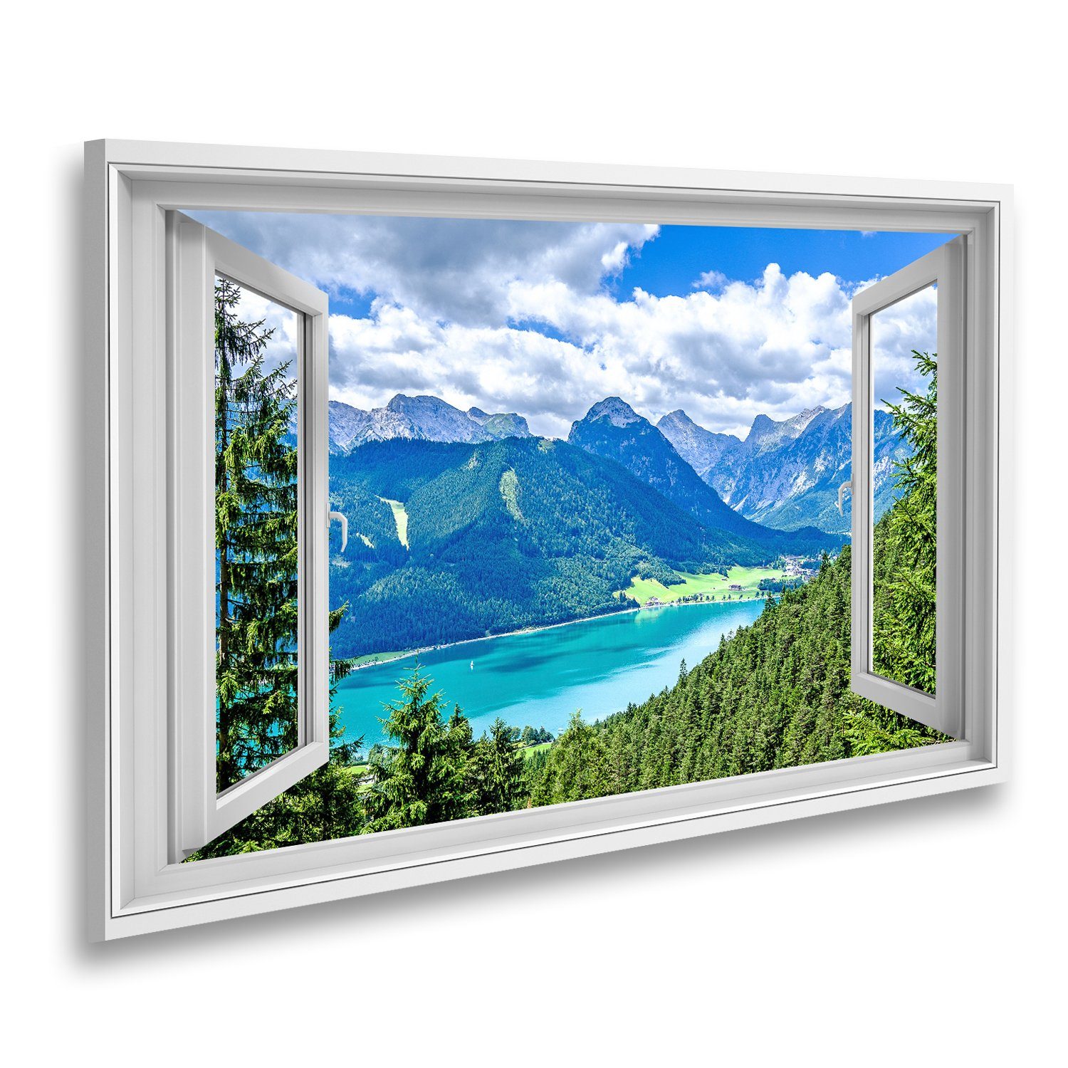 islandburner Leinwandbild Fensterblick Achensee in Österreich Pertisau Sagenhafter Effekt Wandbi