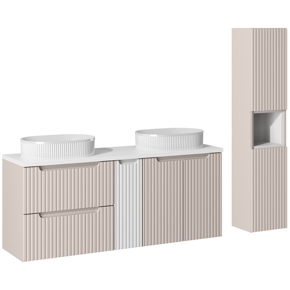 Lomadox Badmöbel Set Newport 56 Cashmere Spar Set 2 St