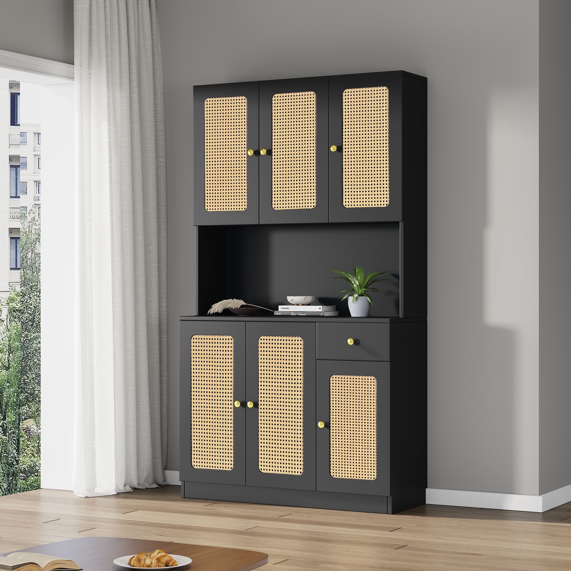 Gotagee Sideboard Seitenschrank Rattantüren Modern Eingangsschrank