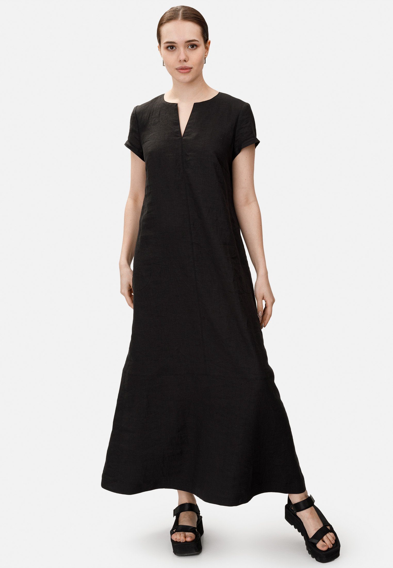 HELMIDGE A-Linien-Kleid Maxi kleid, Zwei Seitentaschen