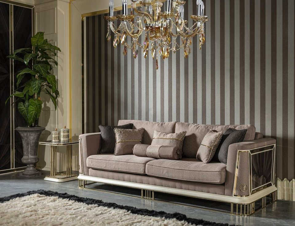 Jvmoebel Sofa Sofa 3 Sitzer Braun Wohnzimmer Luxus Design Elegantes