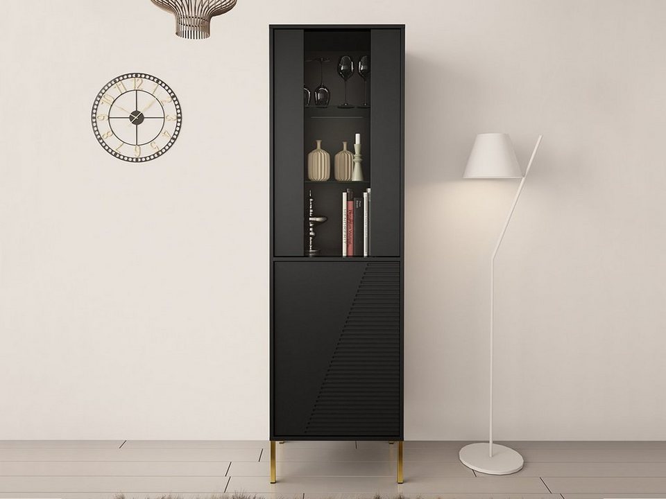 Mirjan24 Vitrine 55 Debora 05 Mit Zwei Drehtüren Metallfüße