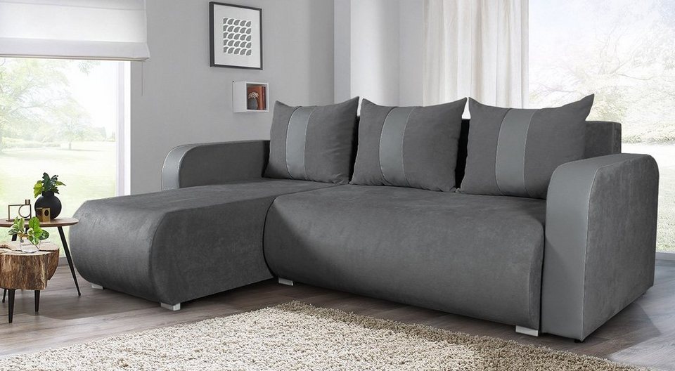 Sofnet Ecksofa Rino Mit Schlaffunktion Und Bettkasten L Form Couch