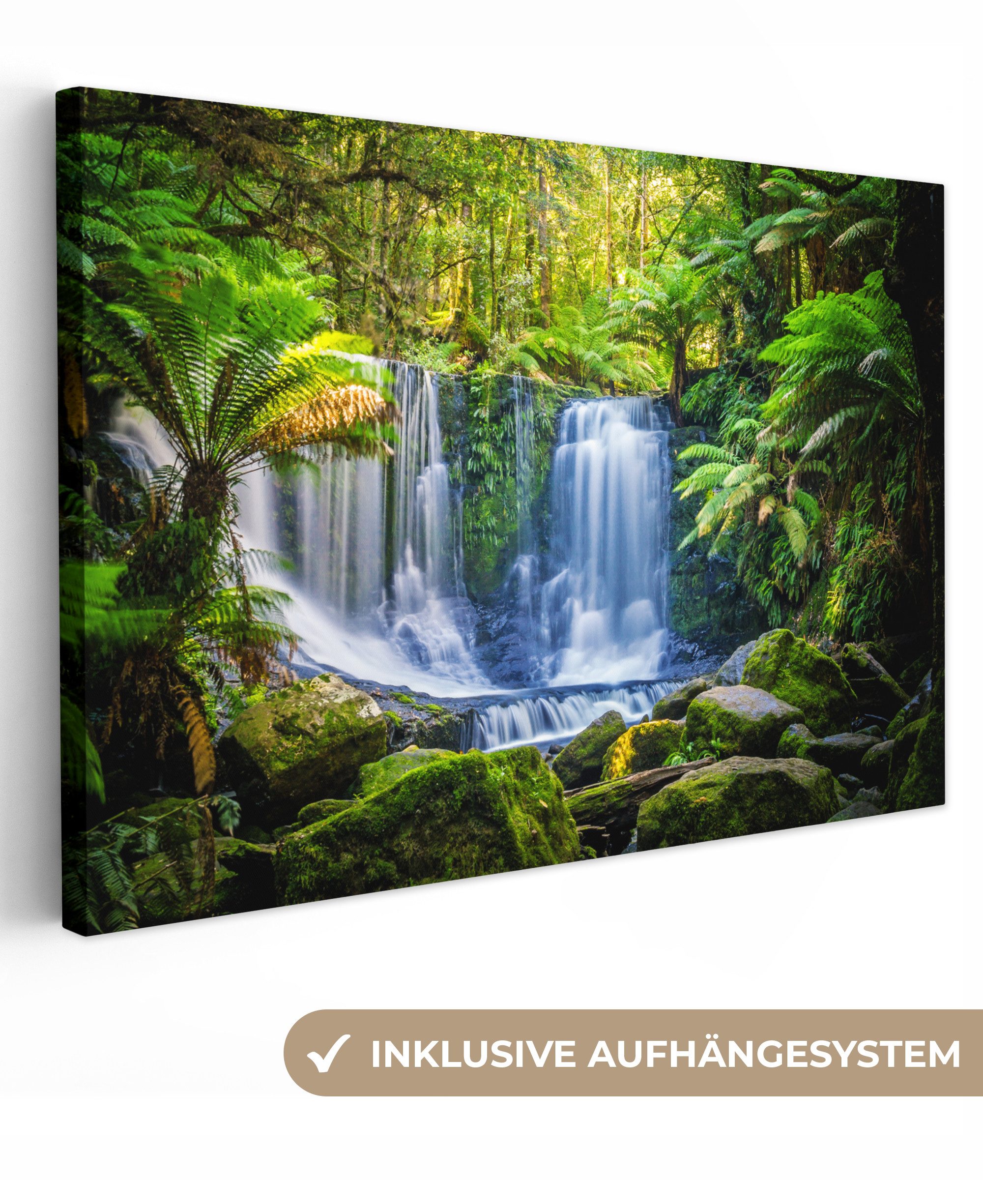 OneMillionCanvasses® Leinwandbild Dschungel - Wasserfall - Australien - Pflanzen - Natur, (1 St ...