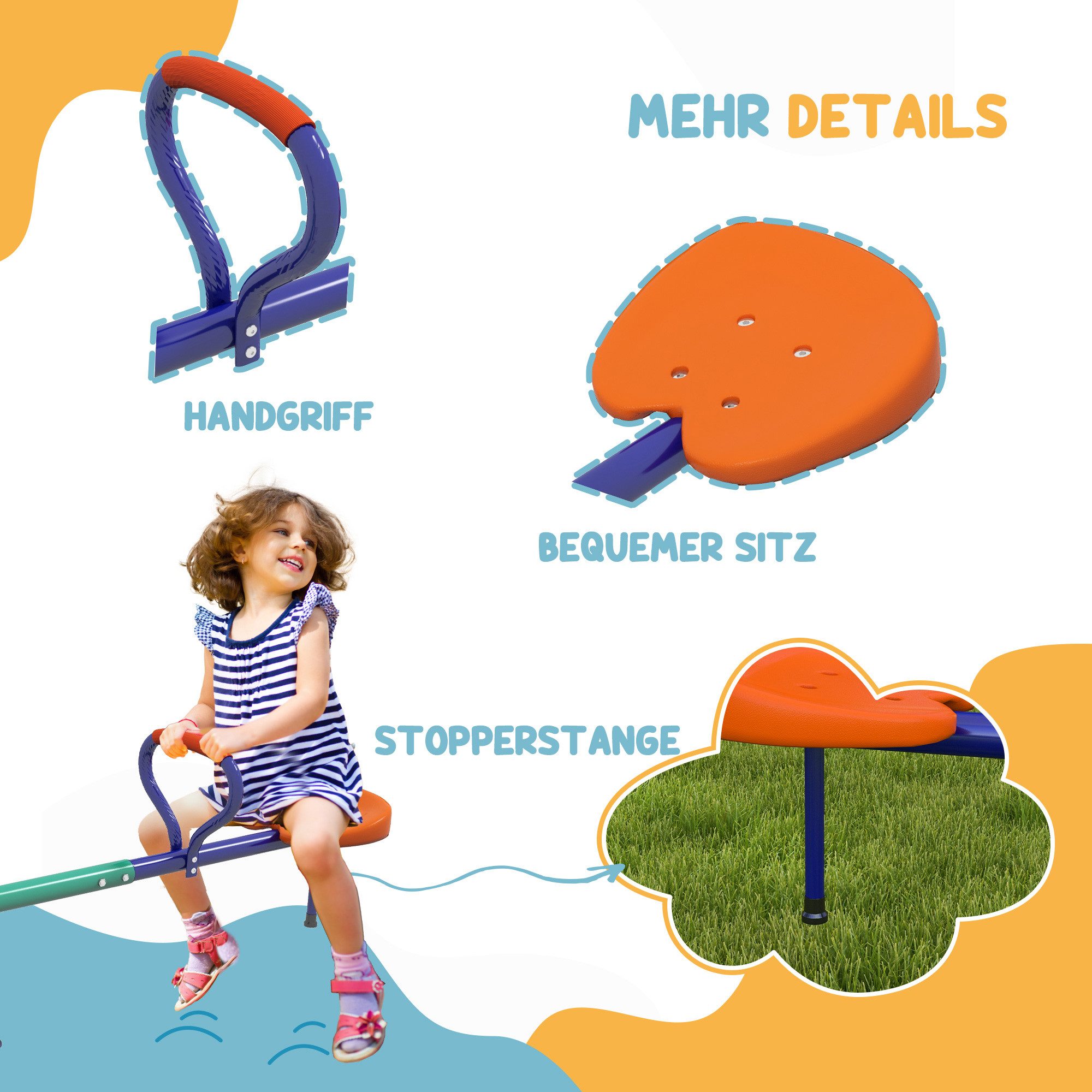 Outsunny Wippe Outdoor Kinder (360° drehbare Kinderwippe, 1-tlg ...
