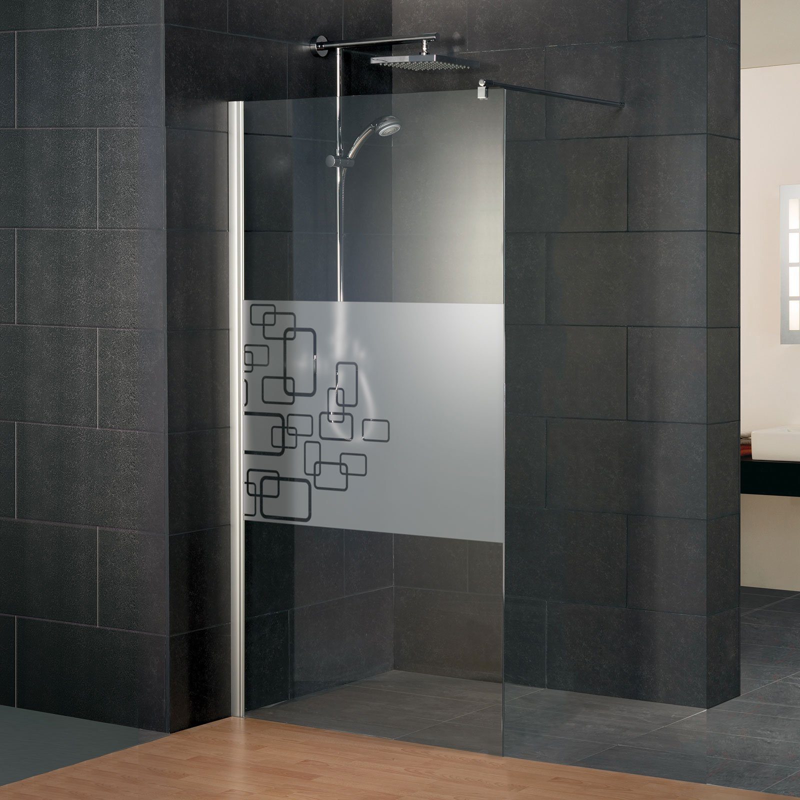Schulte Walk-in-Dusche BxH: 90 x 190 cm, 5 mm Sicherheitsglas, Dekor Softcube, Frontscheibe