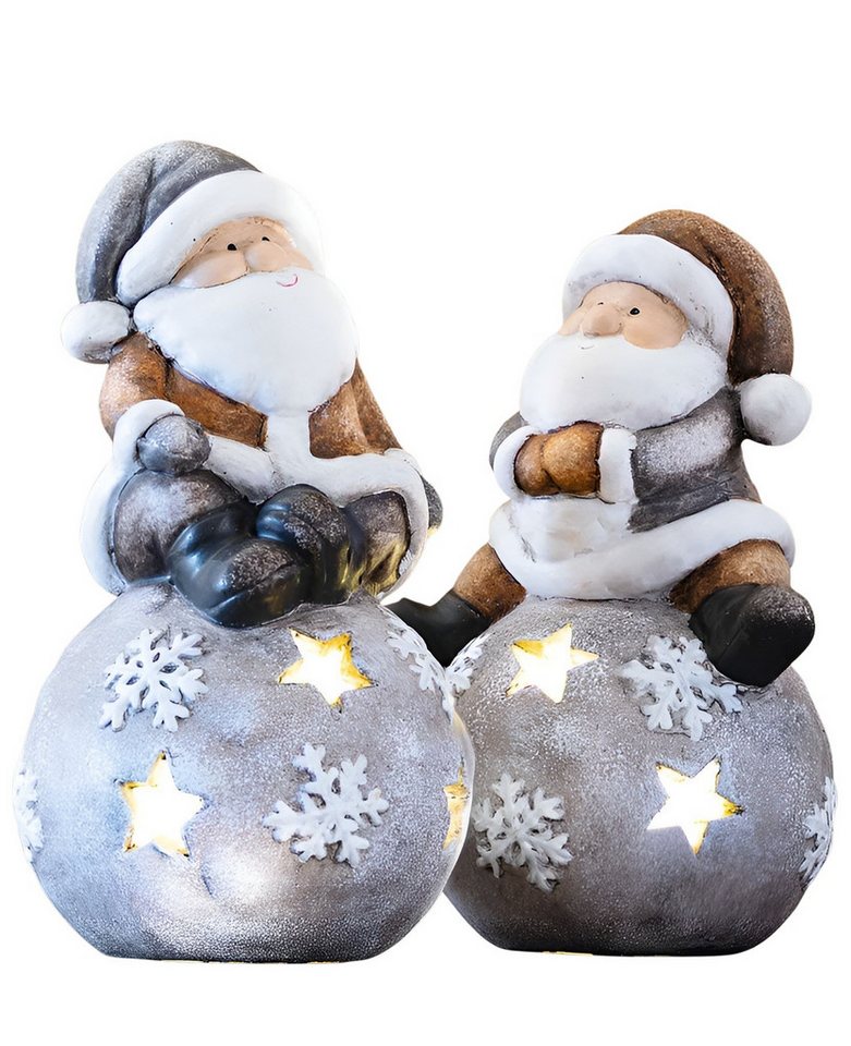 Dekoleidenschaft Led Dekofigur Weihnachtsmann Auf Kugel Aus