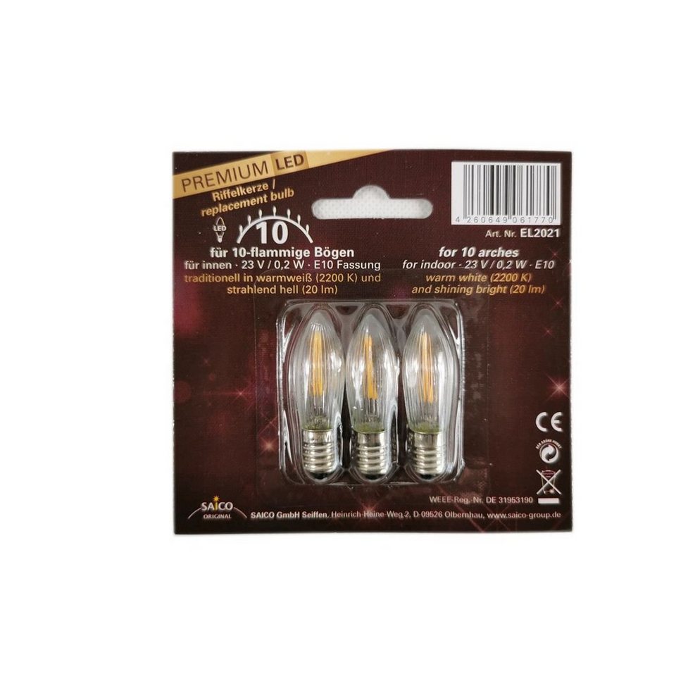 Saico Original Schwibbogen Fensterbank Ersatzbirne Premium Led