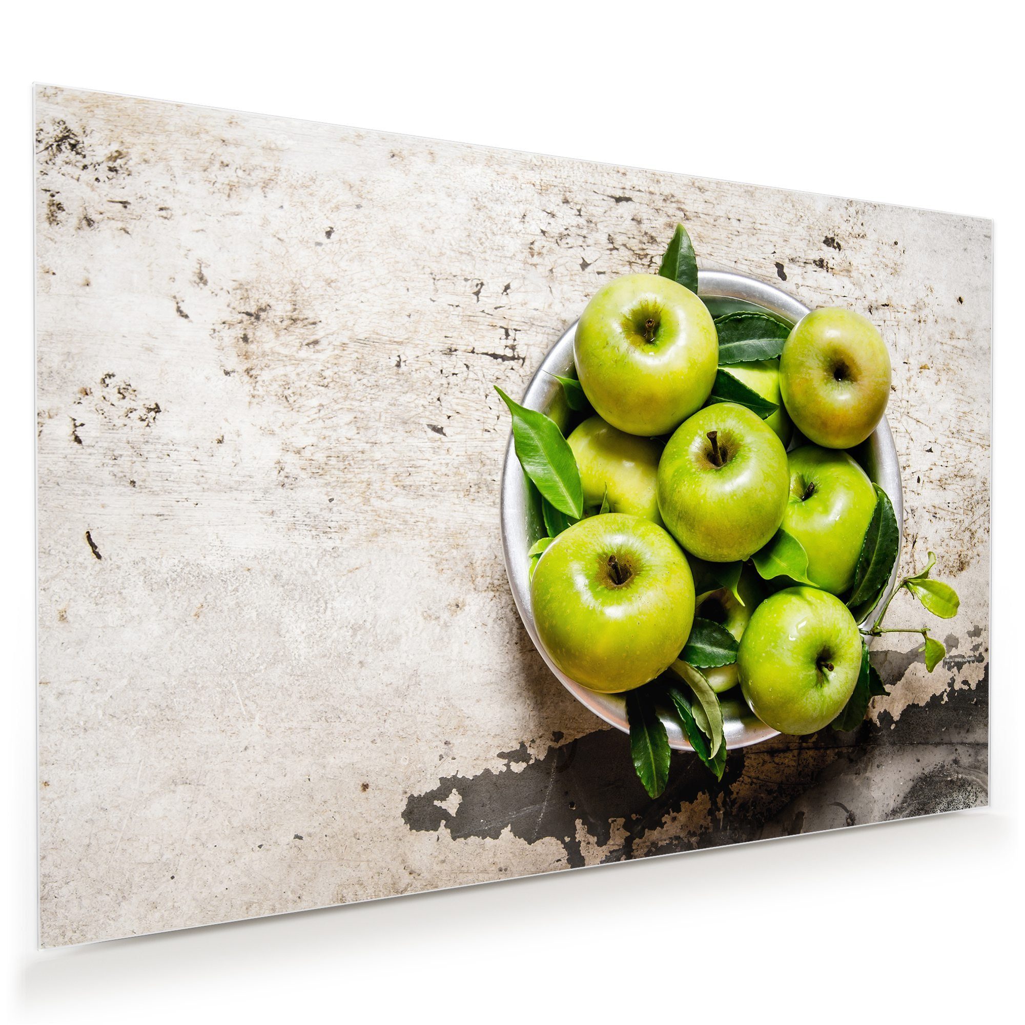 Primedeco Glasbild Wandbild Äpfel Auf Tisch Mit Aufhängung Früchte