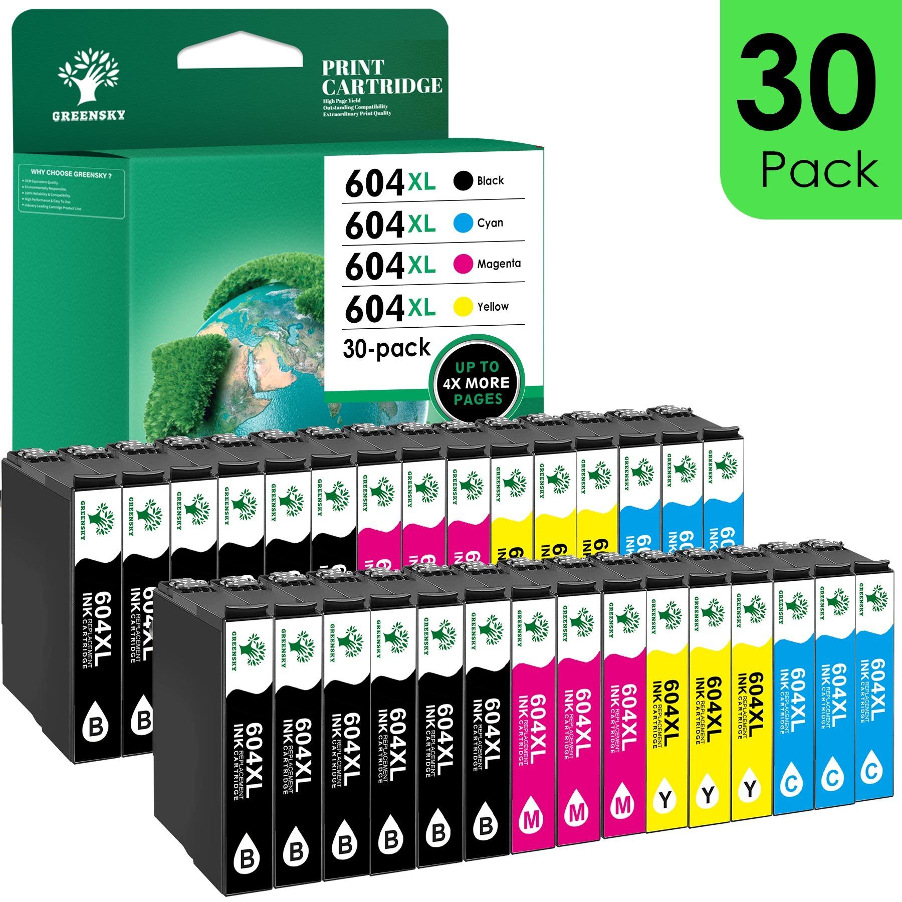 Greensky 30pk Multipack 604 Xl Für Epson 604xl Druckerpatronen