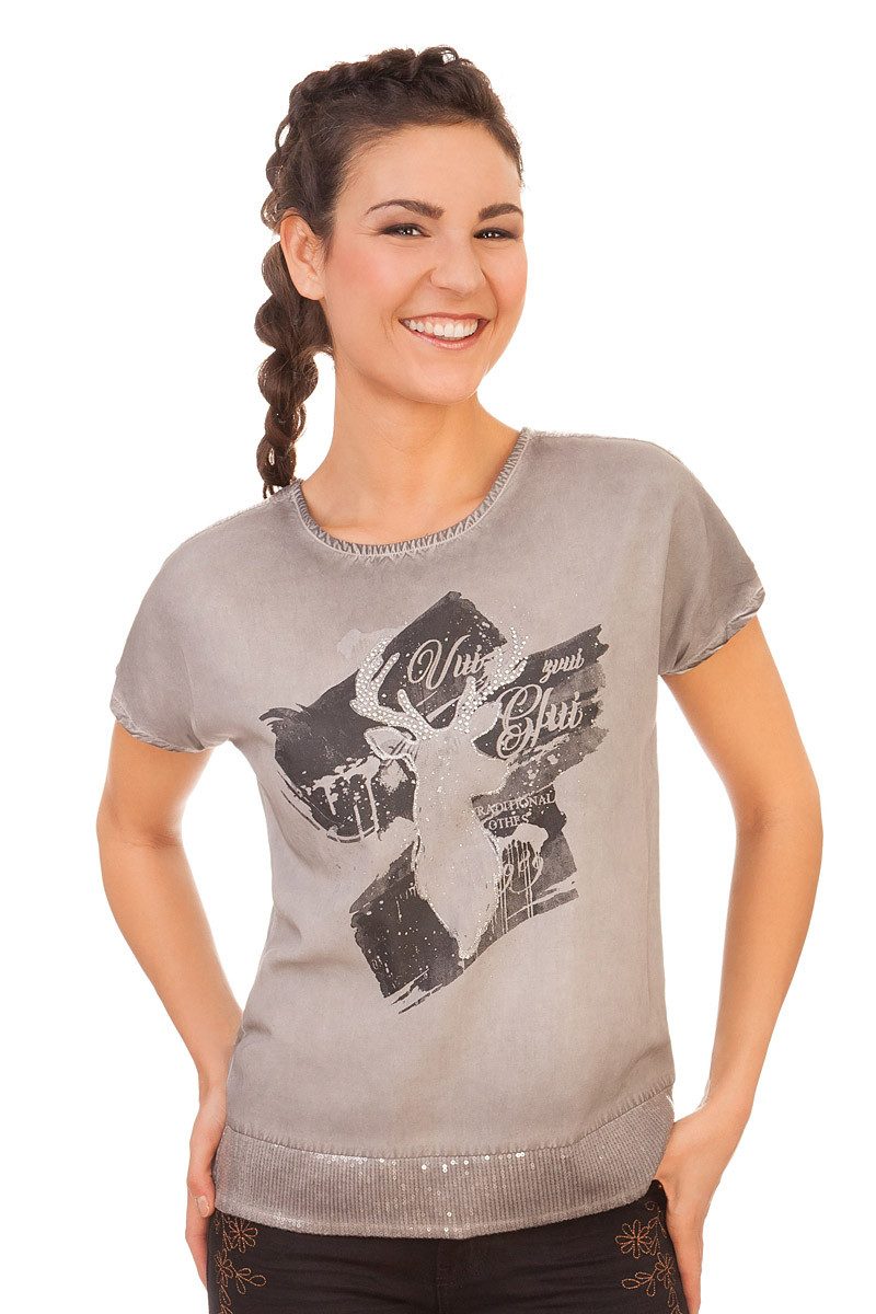 MarJo Trachtenshirt Trachtenshirt Damen - LUCI - grau